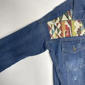Unknown | Jackets & Coats | Denim Jacket With Tapestry Panels Western ...